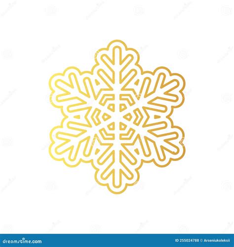 Golden Snowflake Icon Foil Snow Flake Stencil Blueprint Stock Vector