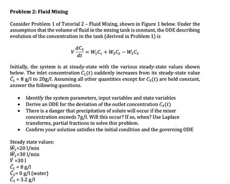 Solved Problem 2 Fluid Mixing Consider Problem 1 Of Chegg Com