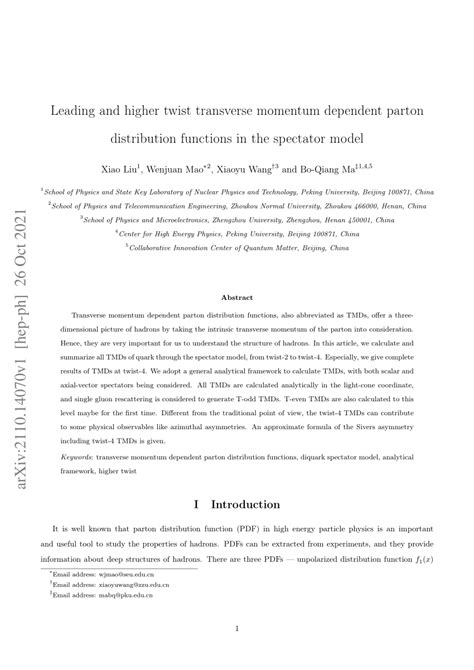 Pdf Leading And Higher Twist Transverse Momentum Dependent Parton