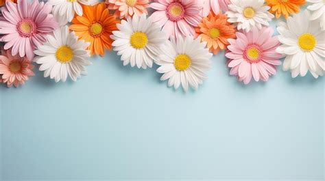 Premium Ai Image Colorful Daisy Border Frame
