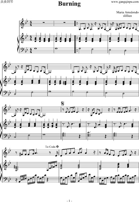 burning 钢琴谱 钢琴曲 Maria Arredondo 歌谱简谱网