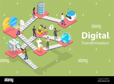 3d Isometric Flat Vector Conceptual Illustration Of Digital Transformation Areas Which Are Big