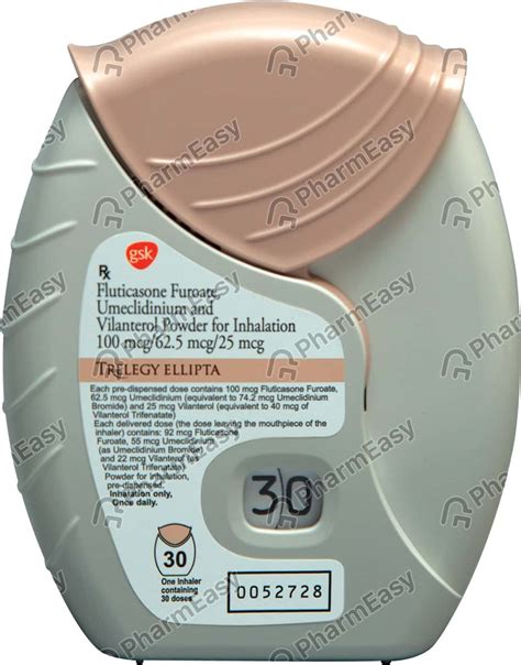 Buy Trelegy Ellipta 100mcg 62 5mcg 25mcg Packet Of 30 Dose Inhaler Online And Save Up To 24 At