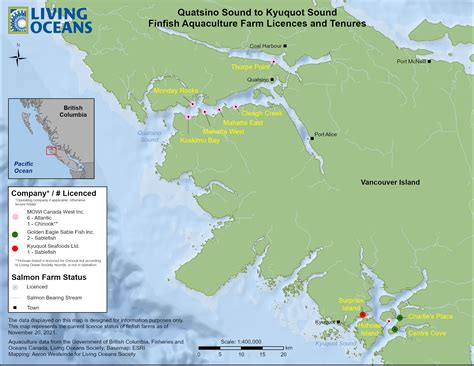 Salmon Farm Licenses And Tenures Quatsino Sound To Kyuquot Sound