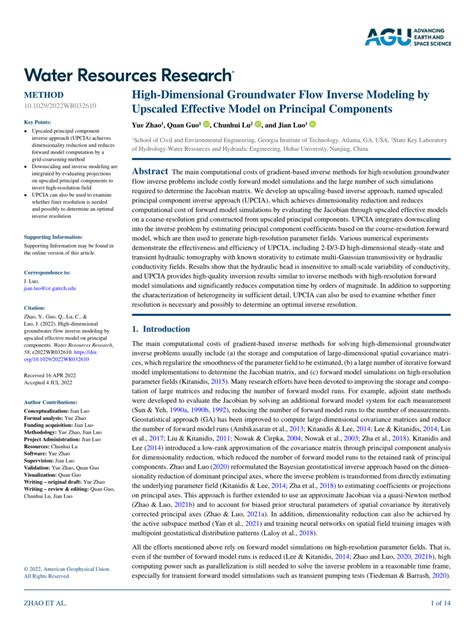 High‐dimensional Groundwater Flow Inverse Modeling By Upscaled Effective Model On Principal