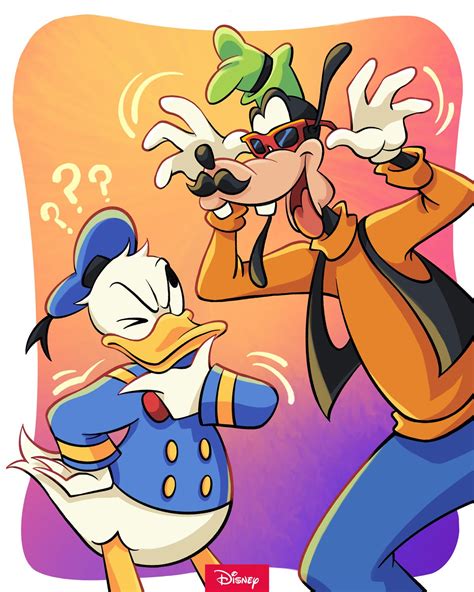 만화 디즈니 도날드 덕 And 구피 만우절 기념 일러스트 