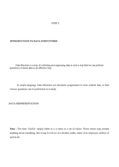 Ds Unit 1 Dsa Summary Data Structures And Algorithm Analysis In C