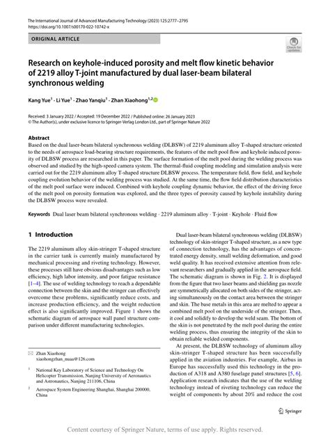 Research On Keyhole Induced Porosity And Melt Flow Kinetic Behavior Of 2219 Alloy T Joint