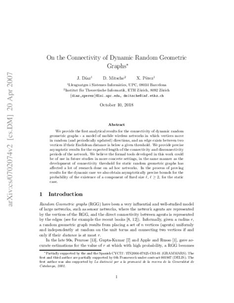 Pdf Dynamic Random Geometric Graphs