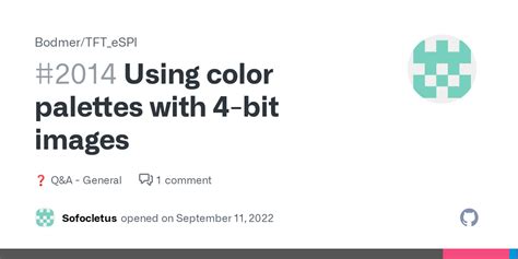 Using Color Palettes With 4 Bit Images · Bodmer Tft Espi · Discussion 2014 · Github
