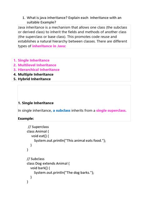 Java Inheritance And Interfaces Explained Pdf Method Computer