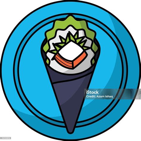 Temaki Hand Roll Concept Roasted Seaweed Wrapped With Sushi Rice Vector