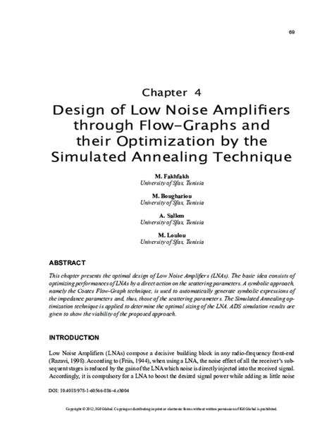 Pdf Design Of Low Noise Amplifiers Through Flow Graphs And Their