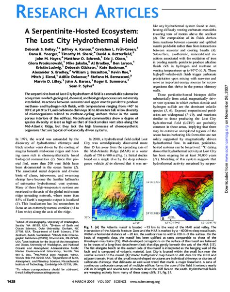 Pdf A Serpentinite Hosted Ecosystem The Lost City Hydrothermal Field Marvin Lilley
