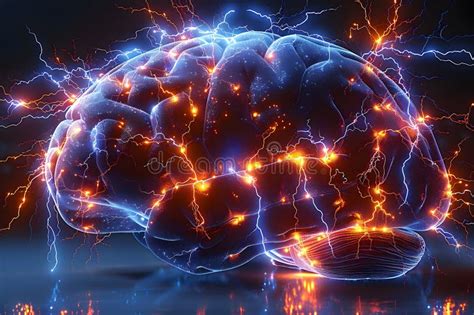 Digital Brain Concept Neural Network Visualization With Electric Currents For Tech And Science