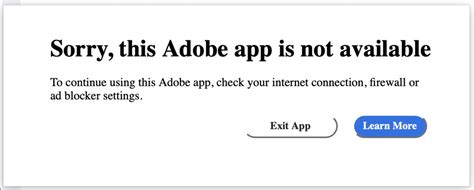 sorry this adobe app is not available to continue using this adobe app