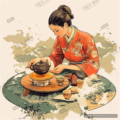 Ai创作图茶女插画 古风美女喝茶品茶 茶艺插画 古代人物品茶 喝茶人物插画 古代人物泡茶 喝茶的旗袍美女插画 旗袍美人喝茶插画 古风美女喝茶 手绘茶女 沏茶女 手绘茶艺插图 茶叶女孩插画 端茶