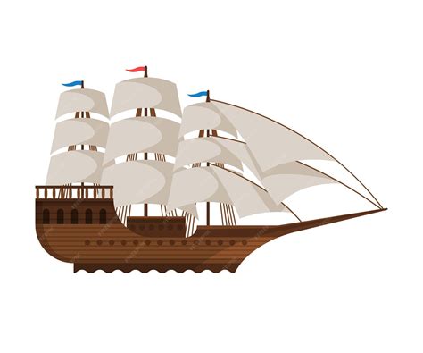 Premium Vector Vintage Sailing Ship Side View Water Transport Sea Or