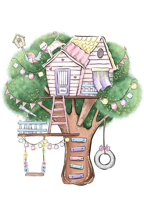 Tree House Домик на дереве Png Проекты домов на дереве Иллюстрация дерева Акварельные