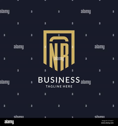 NR logo initial with geometric shield shape design style vector graphic ...