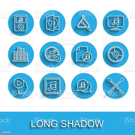 플레이 버튼 음악 노트 톤 플레이어 음성 거품 드럼 스틱 비닐 디스크 Cd 또는 Dvd 및 책 아이콘의 뮤지컬을 가진 세트 헤드 피플 벡터 계약서에 대한 스톡 벡터 아트 및