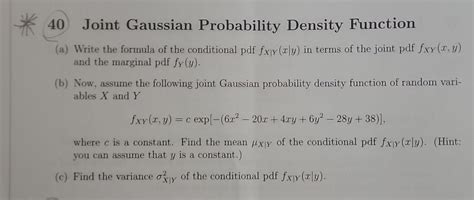 Solved 0 Joint Gaussian Probability Density Function A Chegg Com