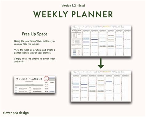 Weekly Planner Excel Template Daily Task Schedule To Do Etsy