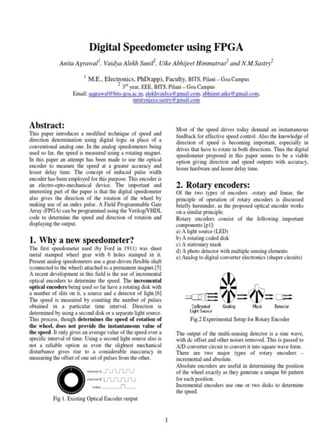 digital speedometer using fpga pdf field programmable gate array electrical engineering