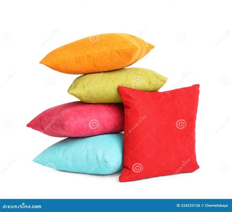 Diferentes Almohadas Coloridas Decorativas Sobre Fondo Blanco Foto De