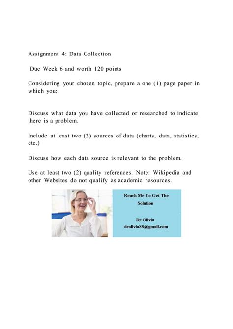 Assignment 4 Data Collection Due Week 6 And Worth 120 Point Pdf Free Download