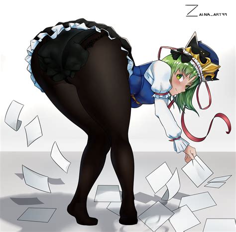 Rule 34 1girls Ass Bent Over Black Panties Eiki Shiki Green Eyes