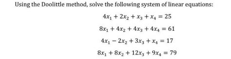 solved using the doolittle method solve the following