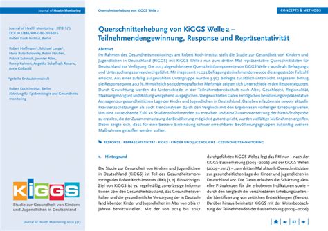 Pdf Querschnitterhebung Von Kiggs Welle 2 Teilnehmendengewinnung