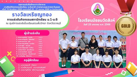 การเเข่งขันกิจกรรมสภานักเรียน ม 1 ม 6 โรงเรียนมัธยมวัดสิงห์
