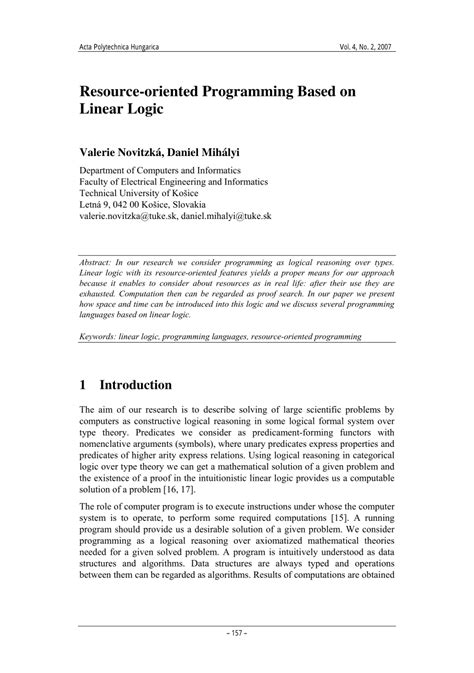 Pdf Resource Oriented Programming Based On Linear Logic