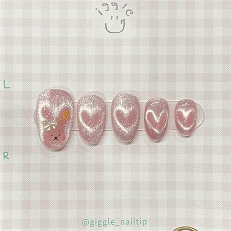 ️신상빠른배송 N극에갇힌토끼 수제네일팁하트자석젤숏오발착용 에이블리