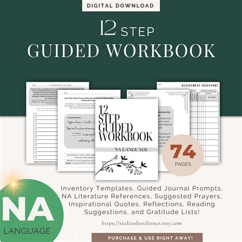 12 Step Journal Guided Workbook Narcotics Anonymous Addiction