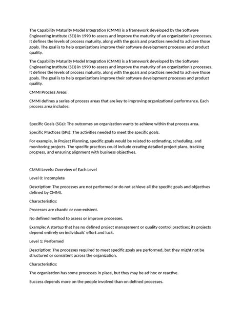 The Capability Maturity Model Integration Pdf Business Information Technology