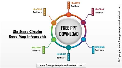 Free Ppt Templates Download On Linkedin Six Steps Circular Road Map Info Graphic Download