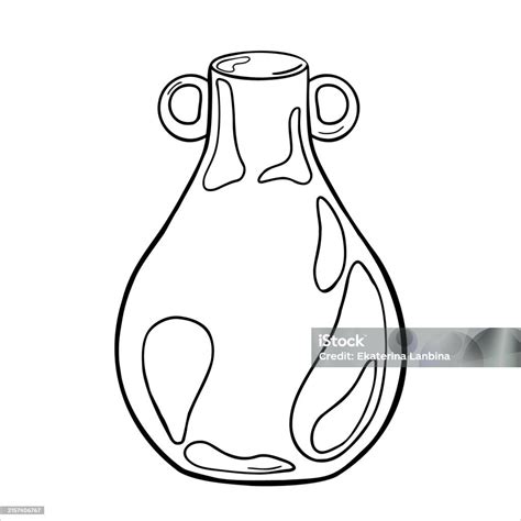 주전자 세라믹 블랙 화이트 개요 벡터 일러스트 레이 션 절연 두 개의 둥근 손잡이가 있는 꽃병 그래픽 선형 손으로 그린 것 간단한 꽃병 잉크가 그려져 있습니다 도자기 작업장