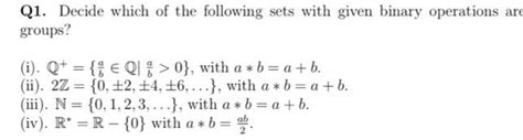 Solved Q1 Decide Which Of The Following Sets With Given
