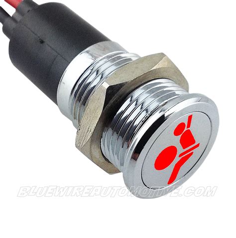 Silver Series Pilot Light Signal Safety Air Bag Red 14mm Bluewire