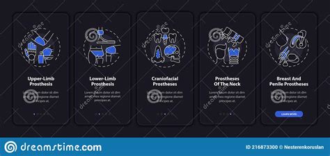 Prostheses Kinds Onboarding Mobile App Page Screen With Concepts Stock