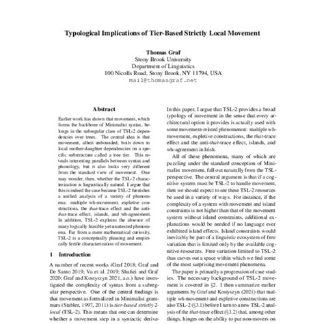 Typological Implications Of Tier Based Strictly Local Movement Acl Anthology