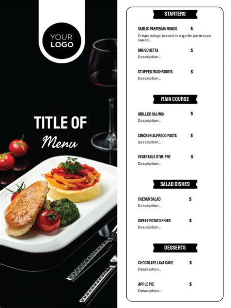 Menu Format Template Pdf