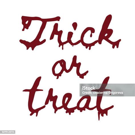 피 묻은 텍스트 트릭 오어 트릿 할로윈 으스스한 액체 글자 모방 벡터 타이포그래피 격리된 그림 티셔츠 프린트 디자인 10월에