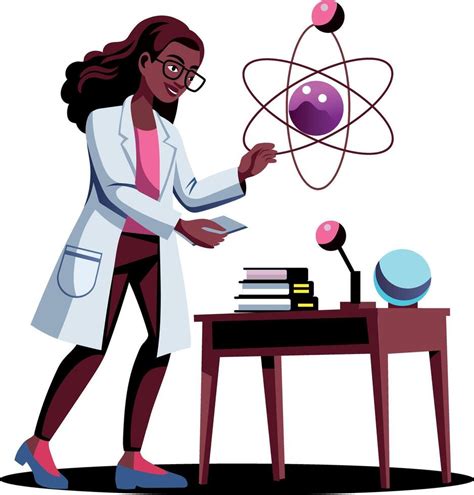 A Flat Illustration Of Physicist Studying About Quantum Computing