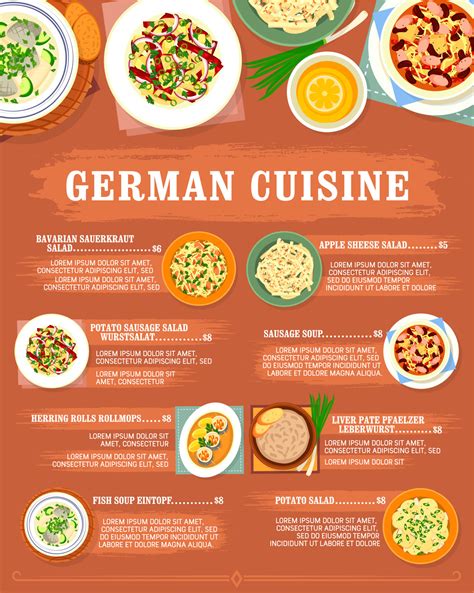 German Cuisine Menu Germany Restaurant Food Dishes Vector Art At Vecteezy