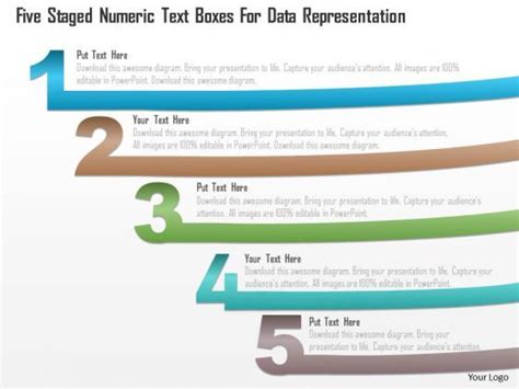 Business Diagram Five Staged Numeric Text Boxes For Data Representation