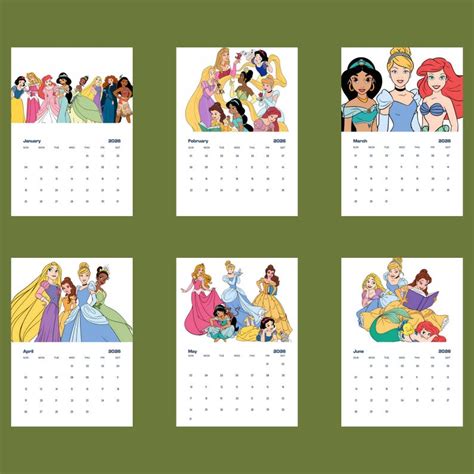 Disney Princesses 2026 Calendar Disney Lover T Etsy